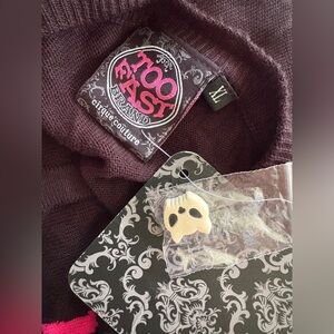 Too Fast | Sweaters | Too Fast Dead Skeleton Cat Kitty Cardigan L Xl ...